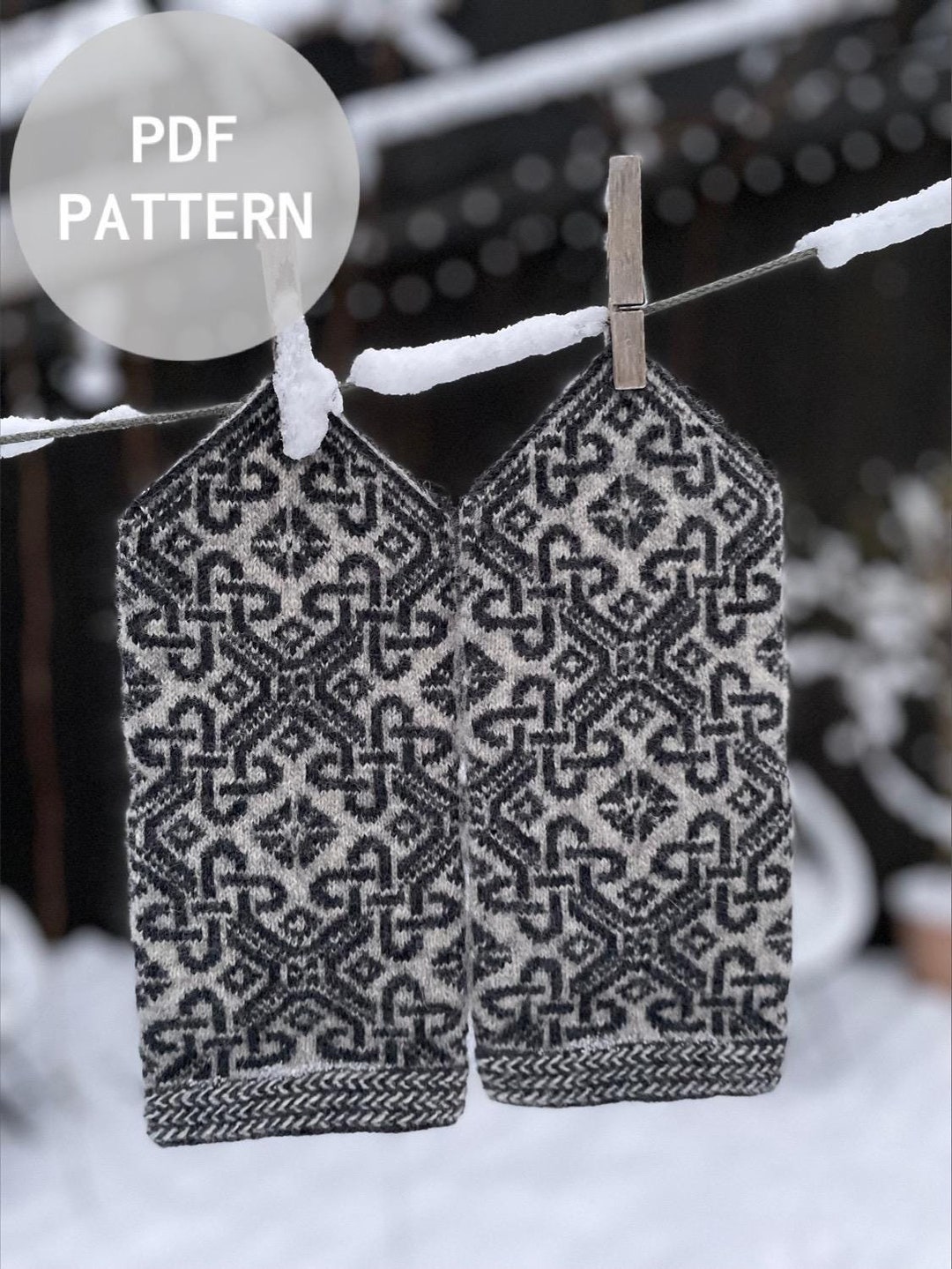 Latvian Traditional Mittens Knitting Pattern PDF, Silver Frost Mittens ...