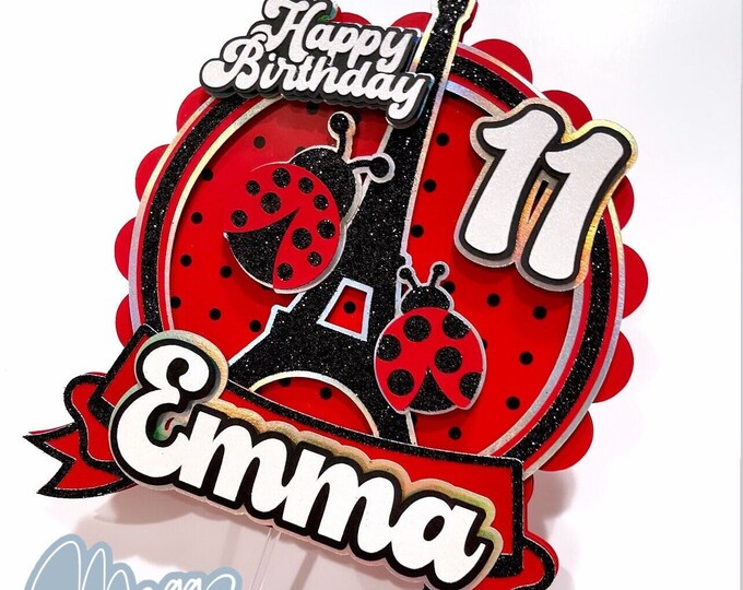 Ladybug Cake Topper, Ladybug Paris Cake Topper, Ladybug Party Supplies ...