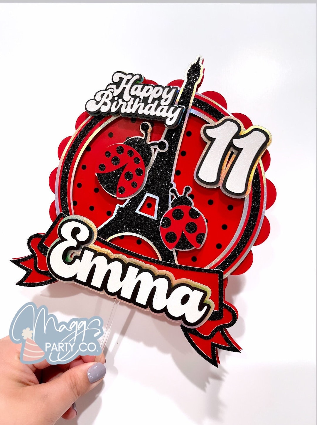 Ladybug Cake Topper, Ladybug Paris Cake Topper, Ladybug Party Supplies ...