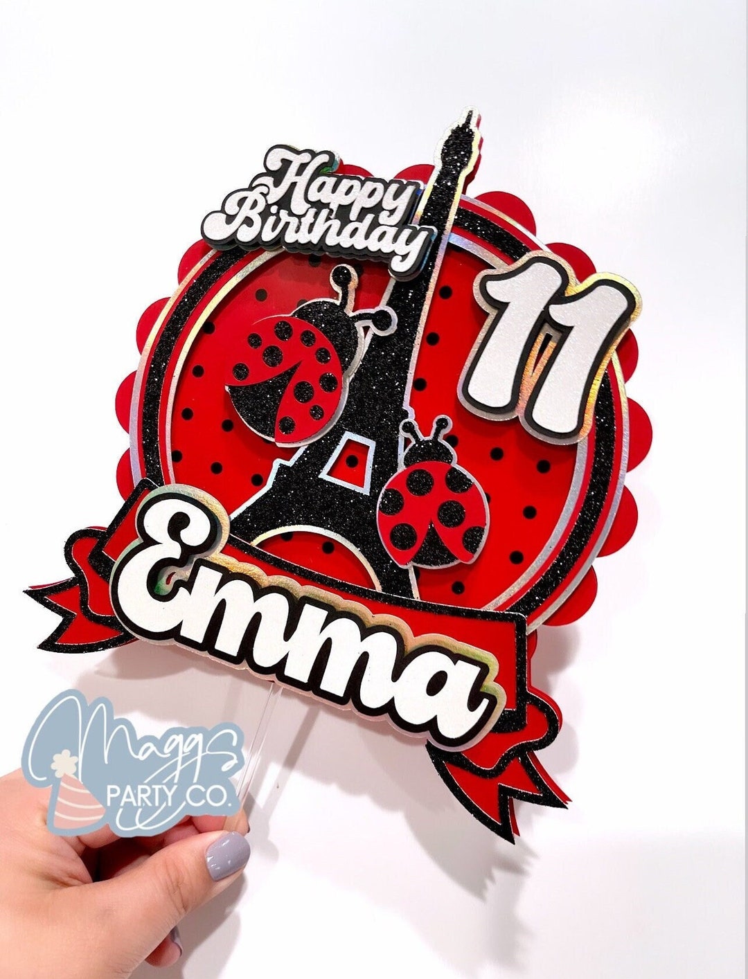 Ladybug Cake Topper, Ladybug Paris Cake Topper, Ladybug Party Supplies ...