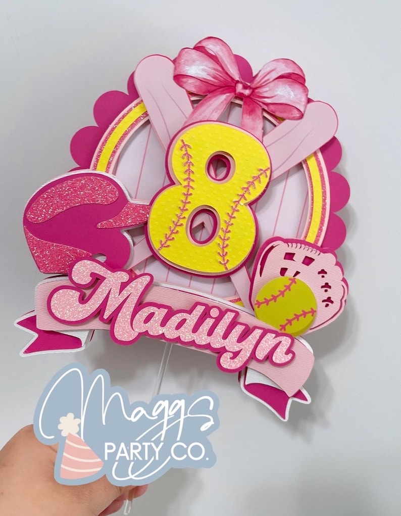 Softball Cake Topper, Girl Pink Softball Birthday, Softball First ...