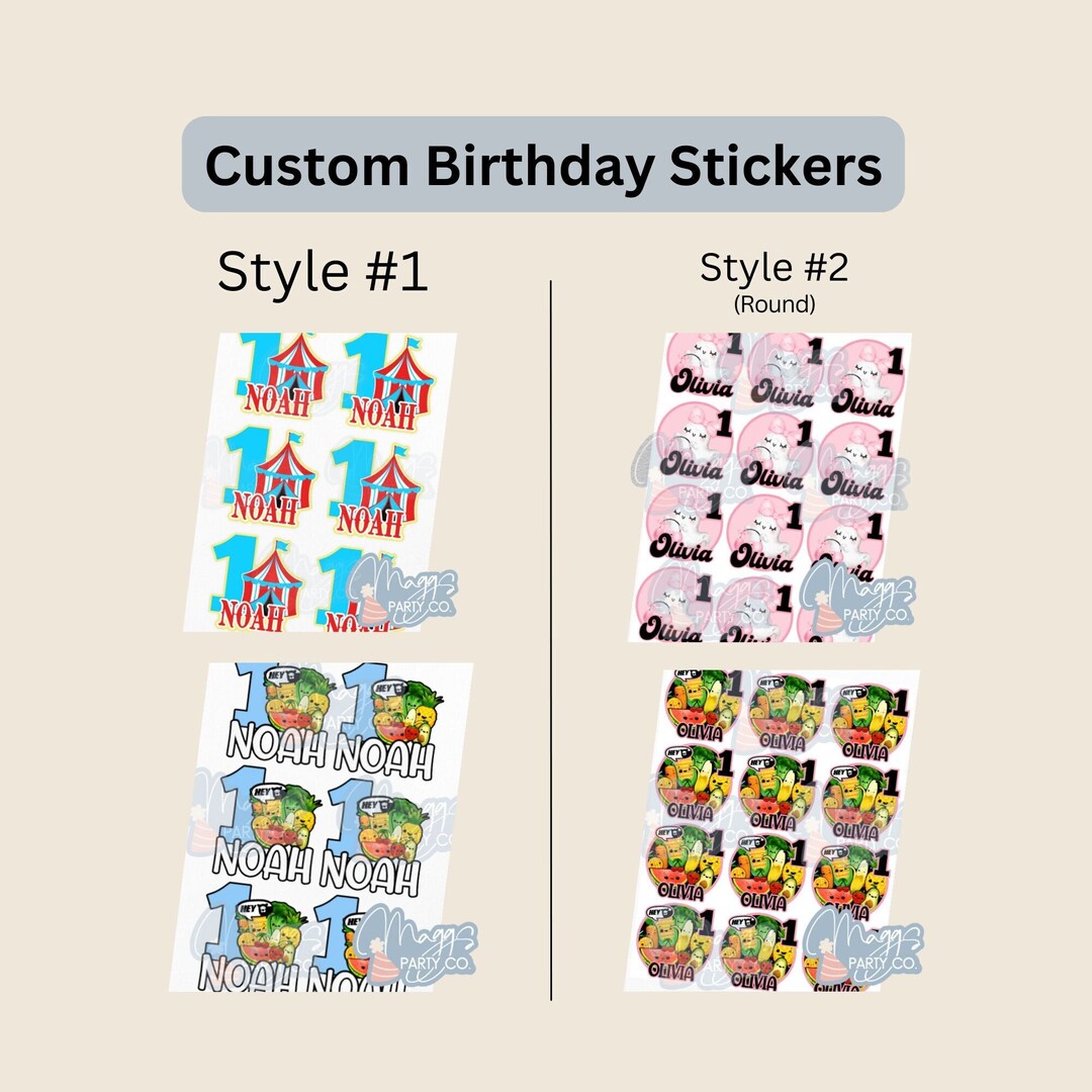 Custom Birthday Stickers, Personalized, Party Favor, Goodie Box, Goodie ...