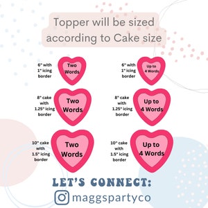Flat Lay Cake Topper for Heart Cake, Cardstock Heart Cake Flat Topper ...