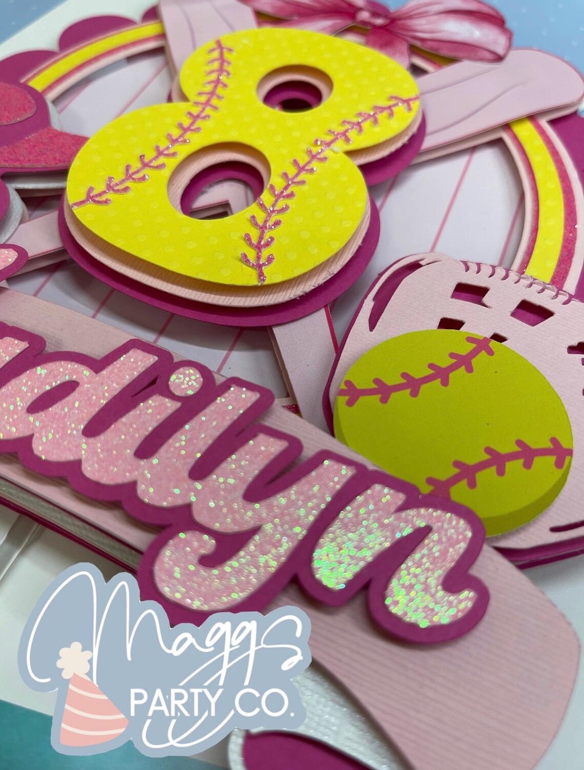 Softball Cake Topper, Girl Pink Softball Birthday, Softball First ...
