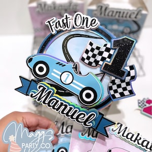 Race Car Birthday, Fast One, Vintage Car, Cake Topper, Two Fast Cake ...