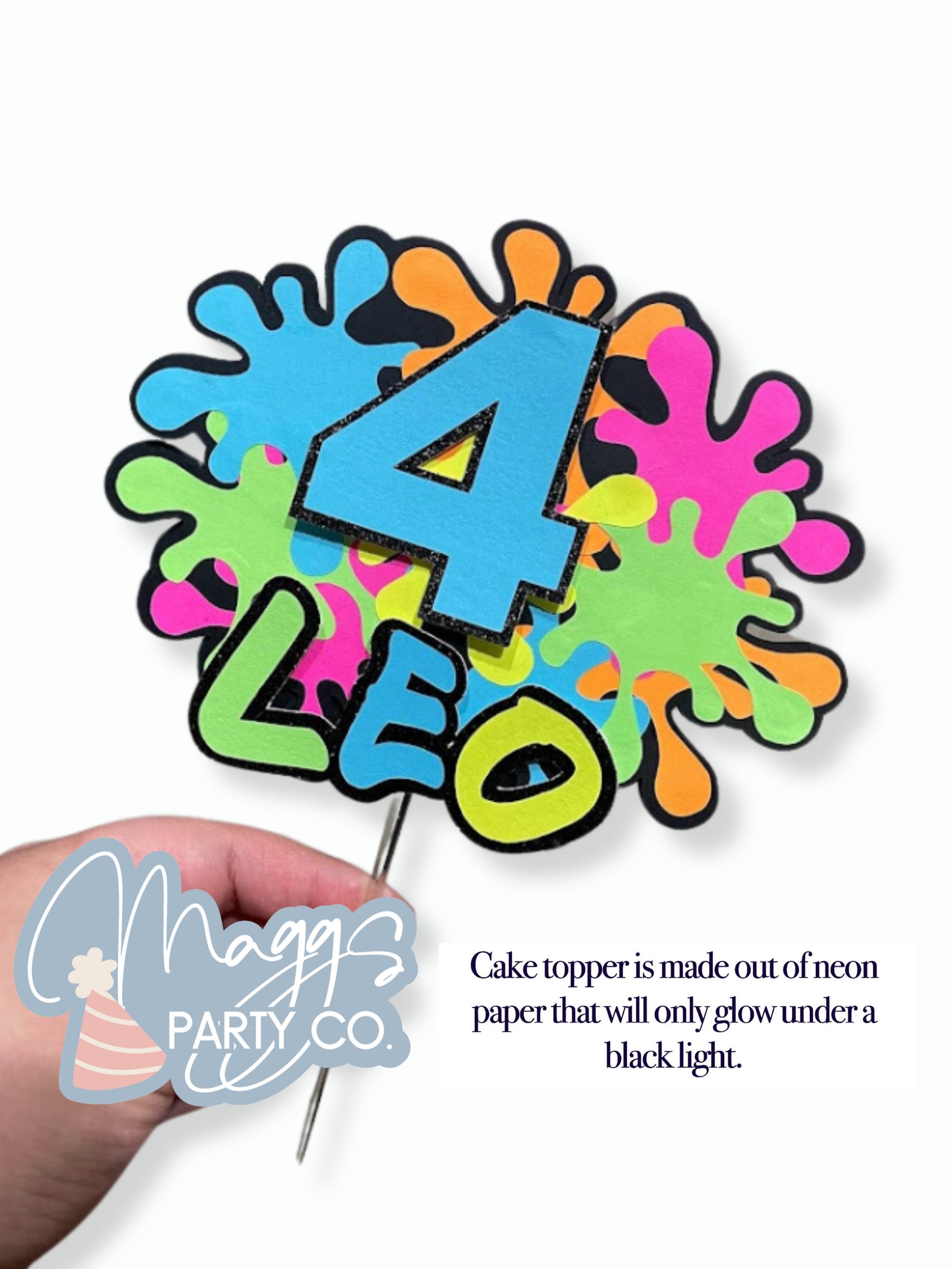 Glow Party Cake Topper, Personalized Cake Topper, Paint Party ...