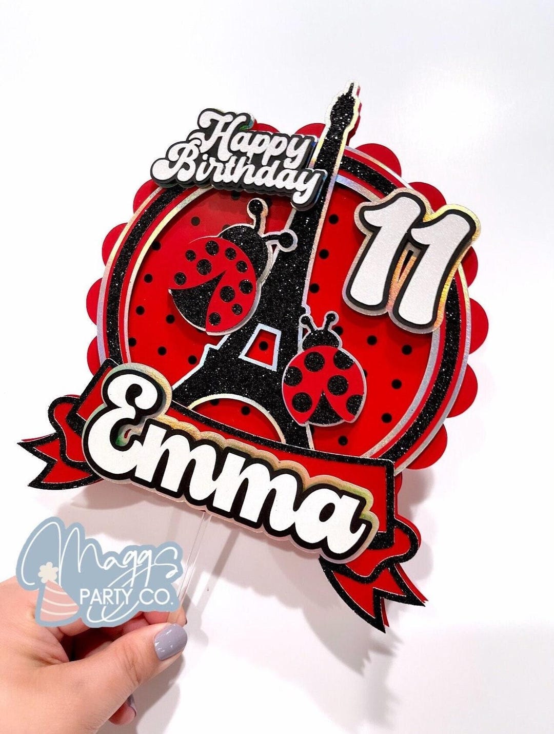 Ladybug Cake Topper, Ladybug Paris Cake Topper, Ladybug Party Supplies ...