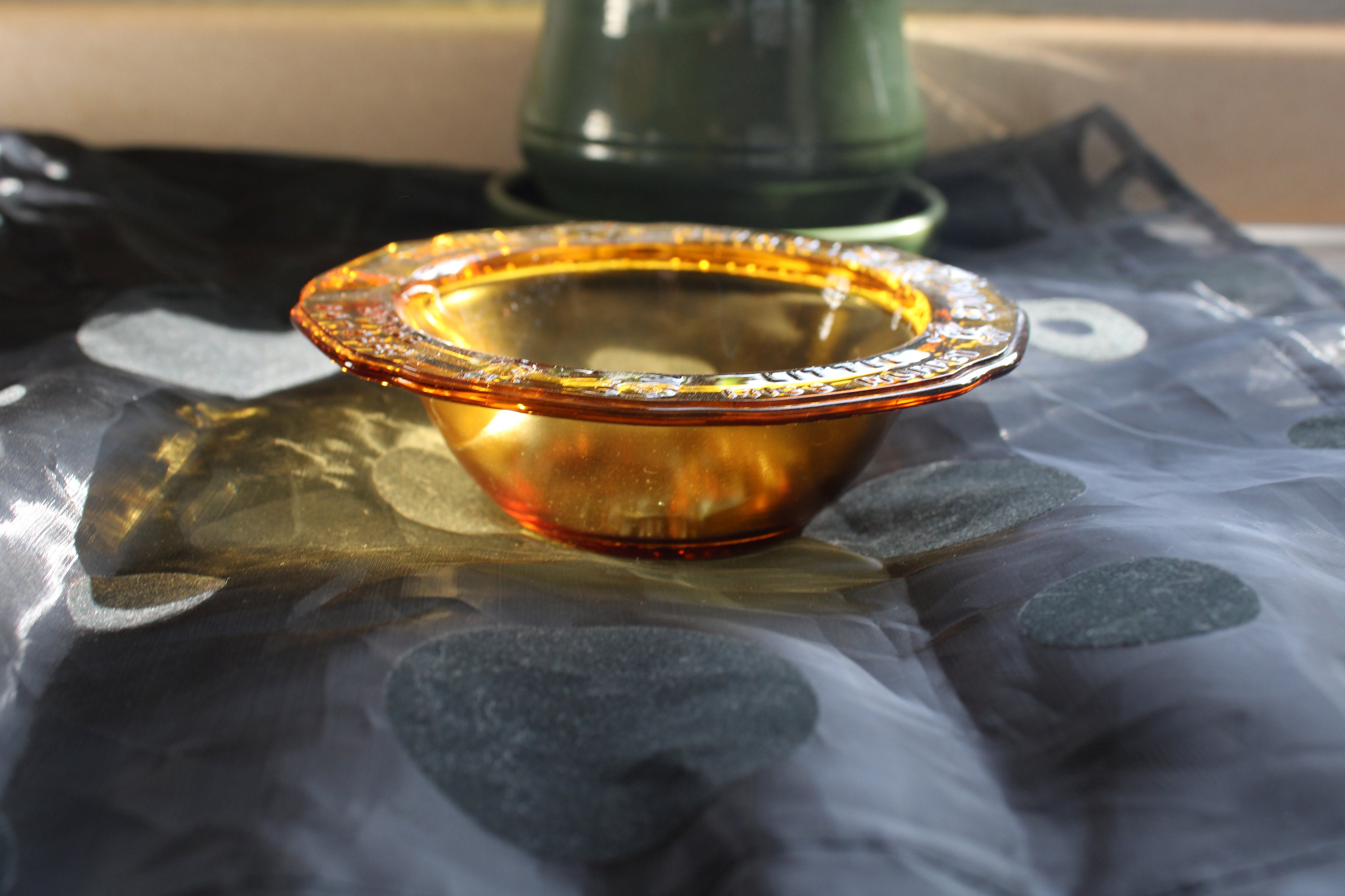 Vintage Mother Goose Amber Glass Dish - Etsy