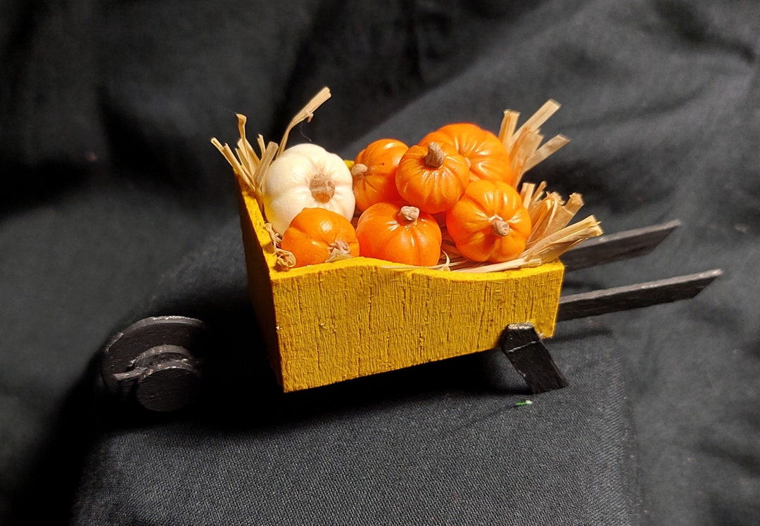 Miniature Wheelbarrow With Pumpkins Scale 1:12, Halloween or Fall ...