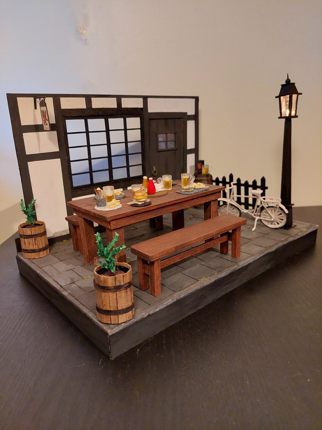 Pub Terrace Scale 1:12, Realistic Diorama, Gift for Collectors - Etsy