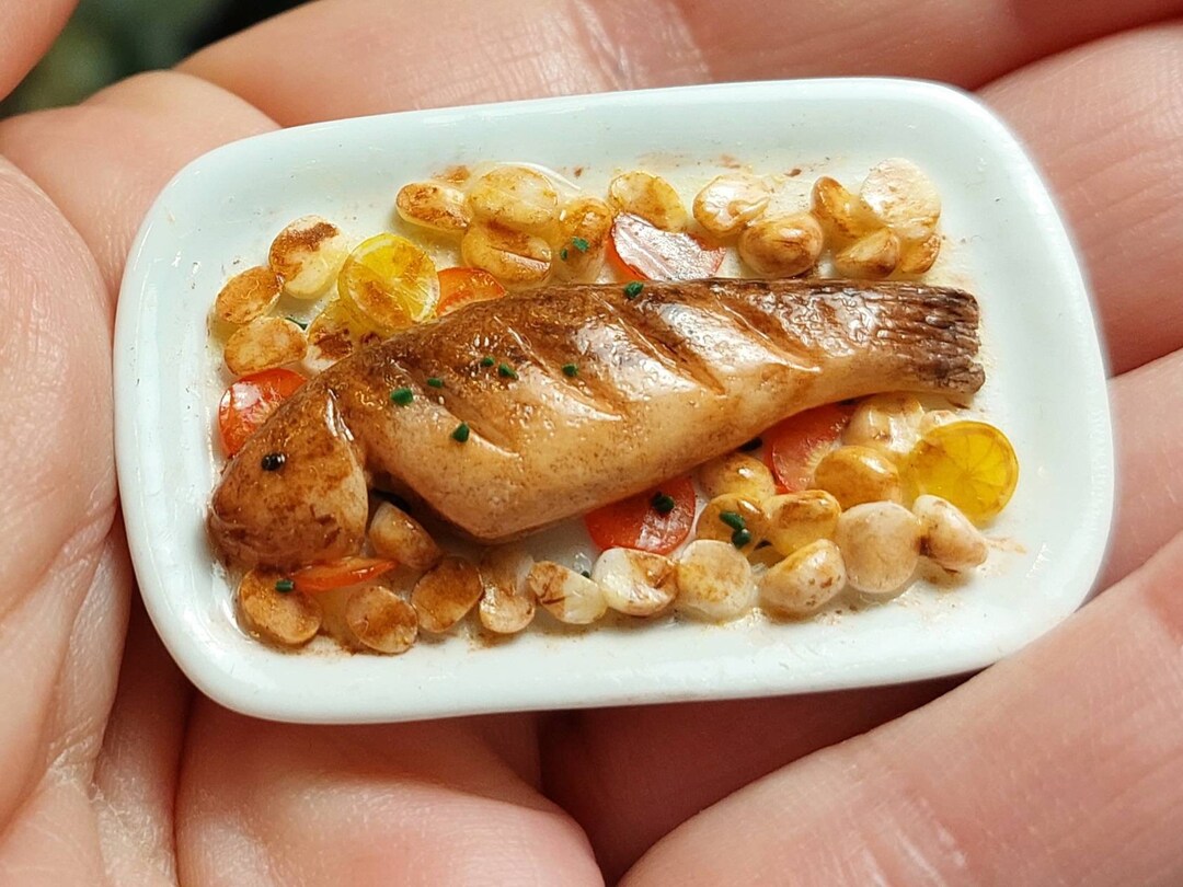 Miniature Fish With Potatoes Scale 1:12, Miniature Food Scale 1/12 - Etsy