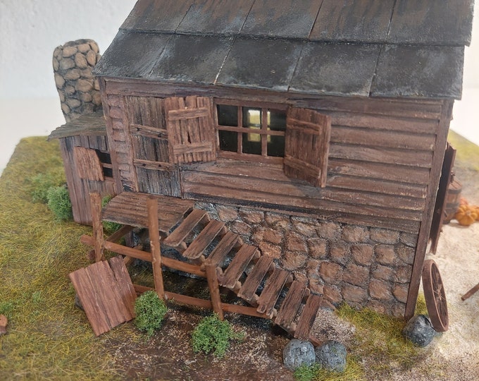 Mountain Side Log Cabin Diorama - Etsy