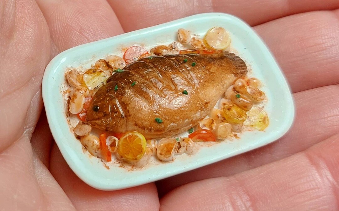 Miniature Fish With Potatoes Scale 1:12, Miniature Food Scale 1/12 - Etsy