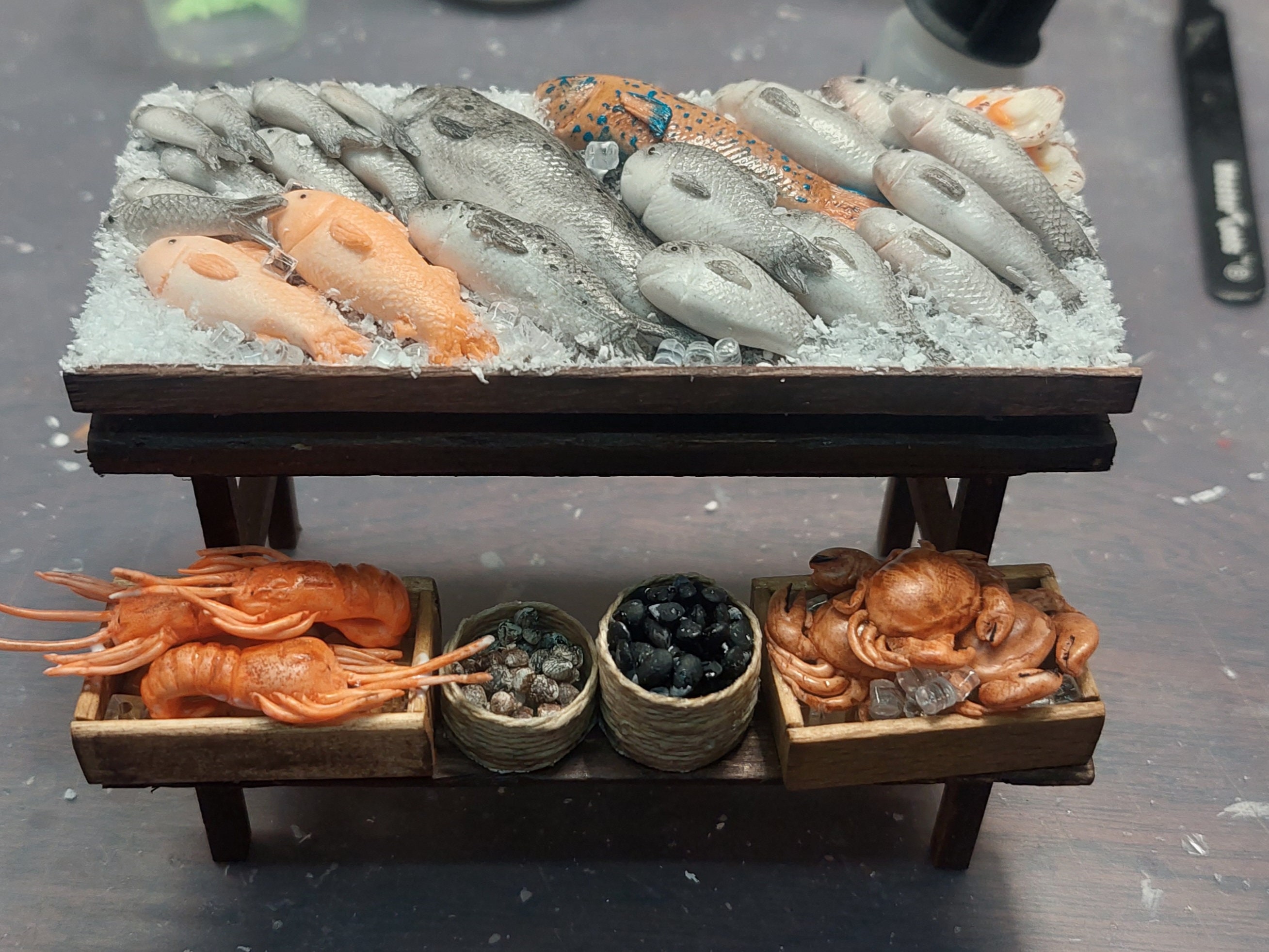 Miniature Fish Market Stall Scale 1:12, Dollhouse - Etsy