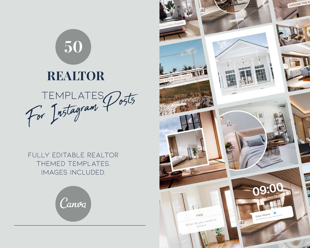 50 Realtor Instagram Templates – Editable Canva Posts (PDF) - Etsy