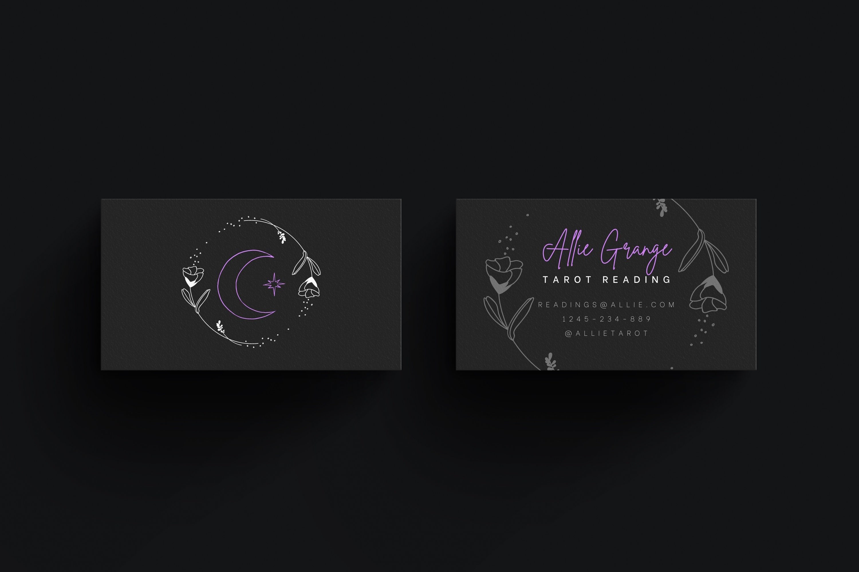 Witchy Business Card Template - Purple Moon, Editable Logo (canva) - Etsy