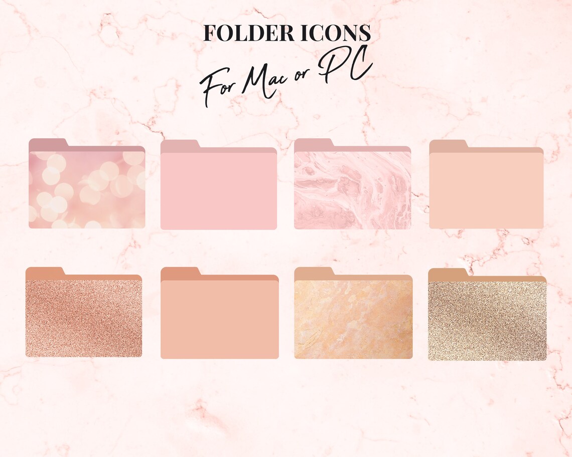 20 Pink Blush and Gold Folder Icons for Mac or Windows PC - Etsy