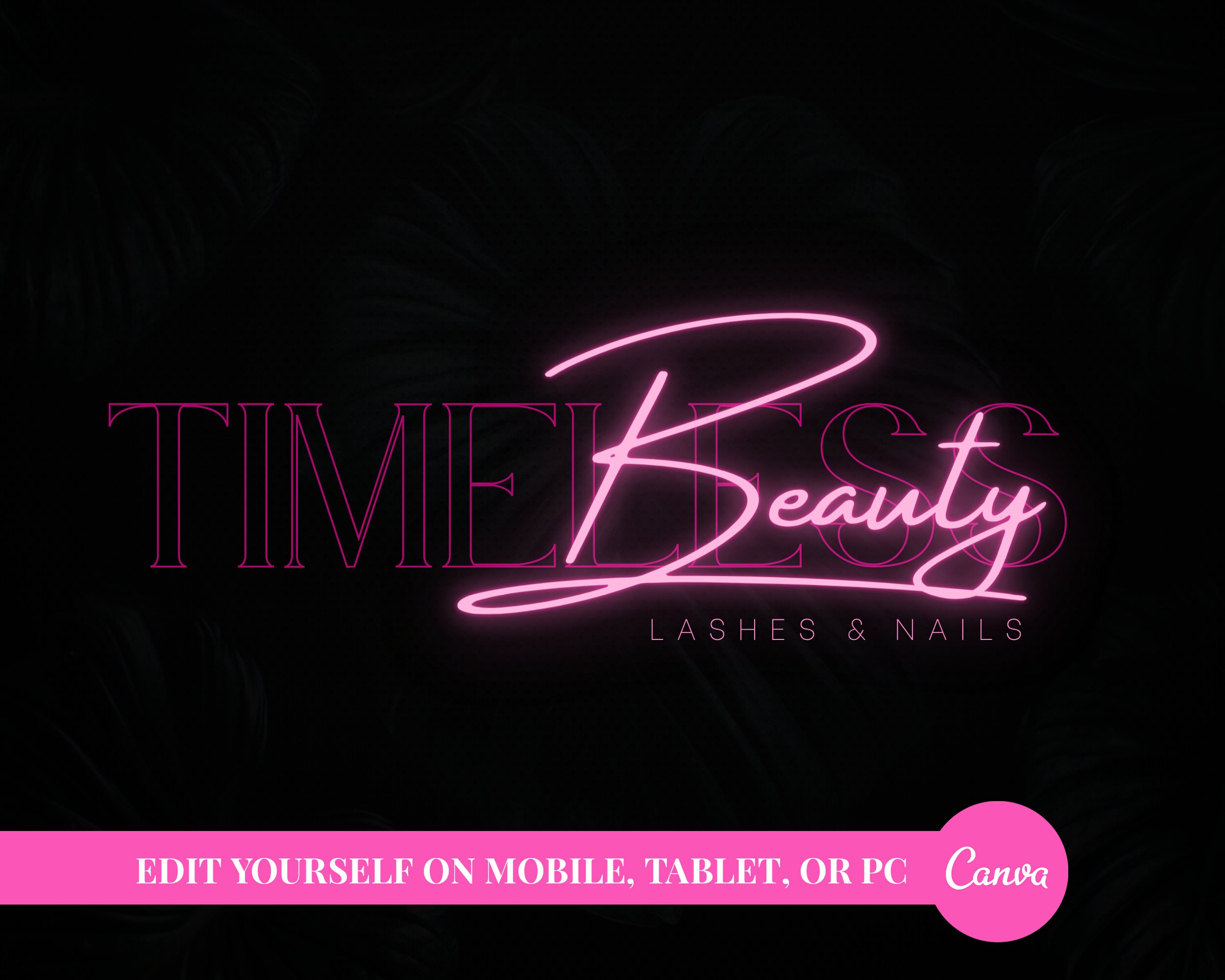 DIY Pink Lashes and Nails Boutique Logo Template for Canva - Etsy