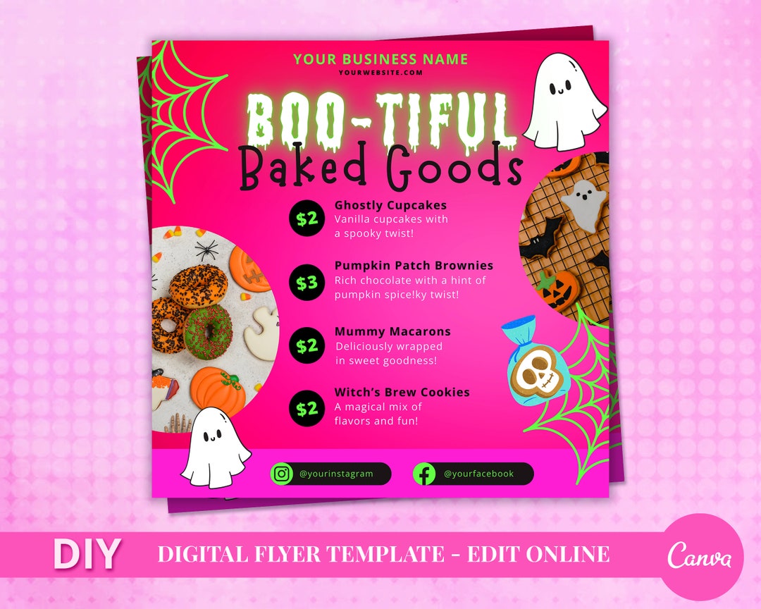 DIY Boo-tiful Baked Goods Halloween Bakery Flyer Template - Etsy