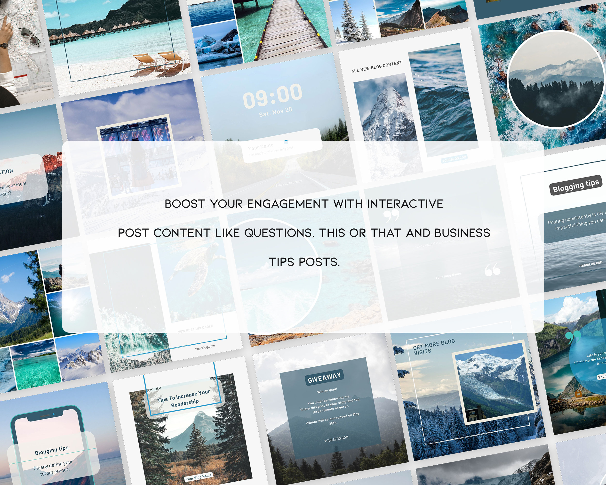 50 Travel Blogger Instagram Templates for Cool Toned Presets Instagram ...