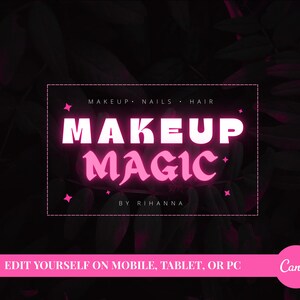 DIY Pink Makeup Artist Logo Template for Canva - Etsy