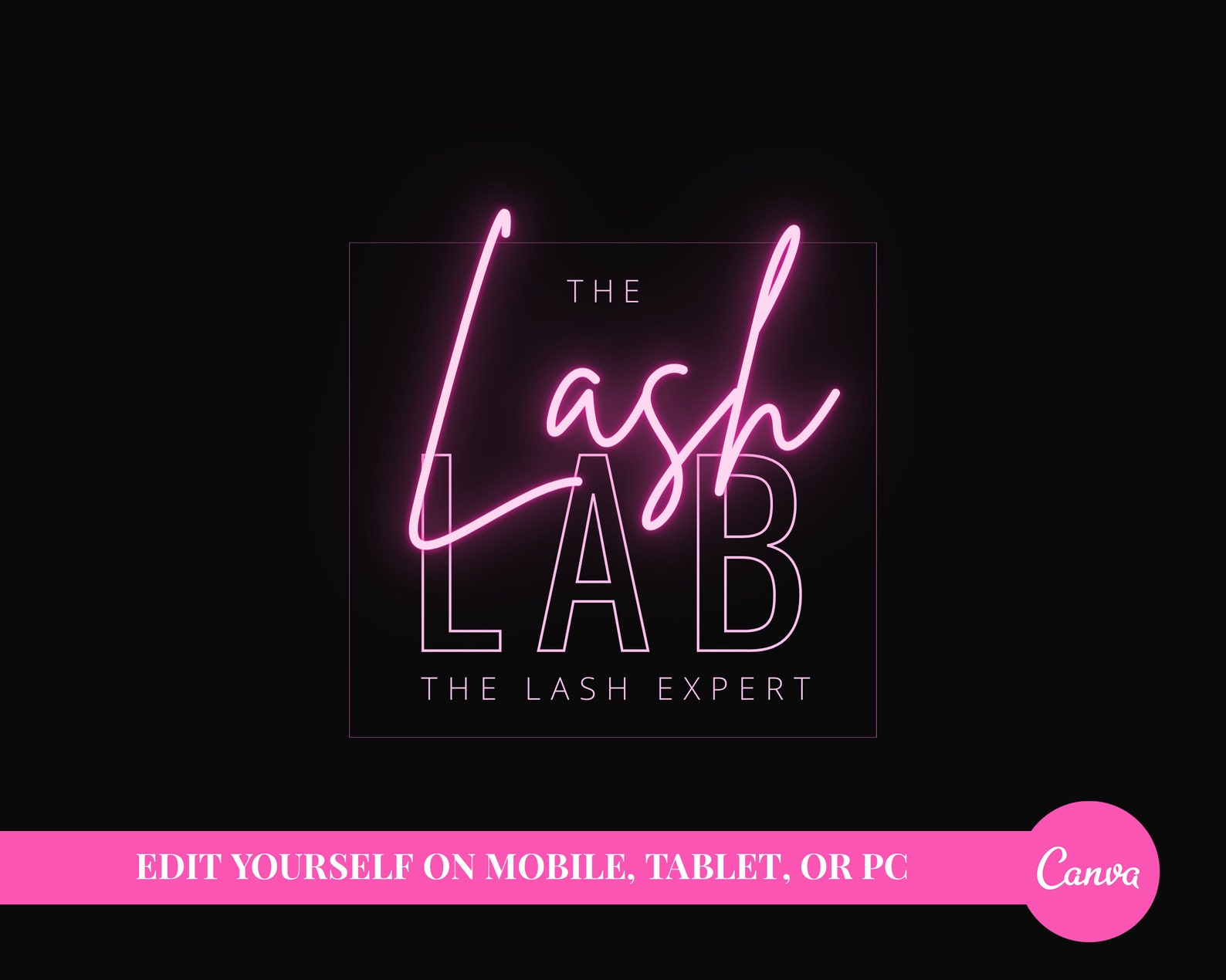 Neon Pink Lash Logo - DIY Lash Tech Logo - Canva Logo Template - Etsy