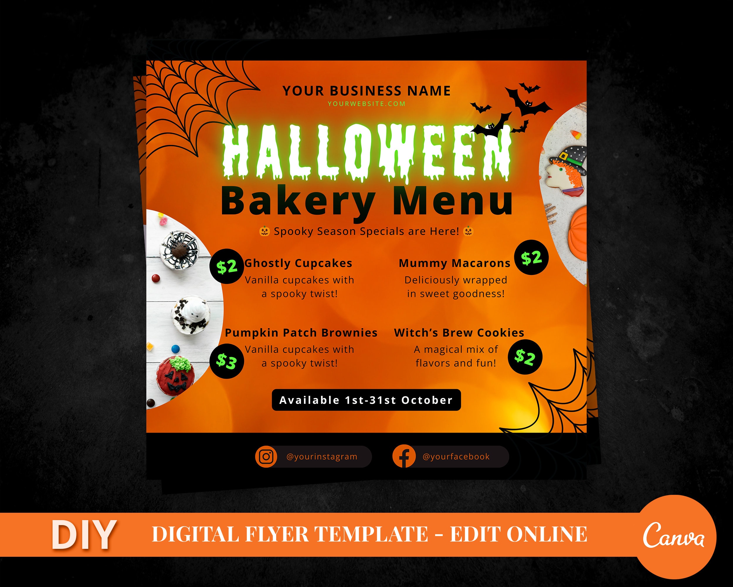 DIY Halloween Bakery Menu Flyer Template - Etsy