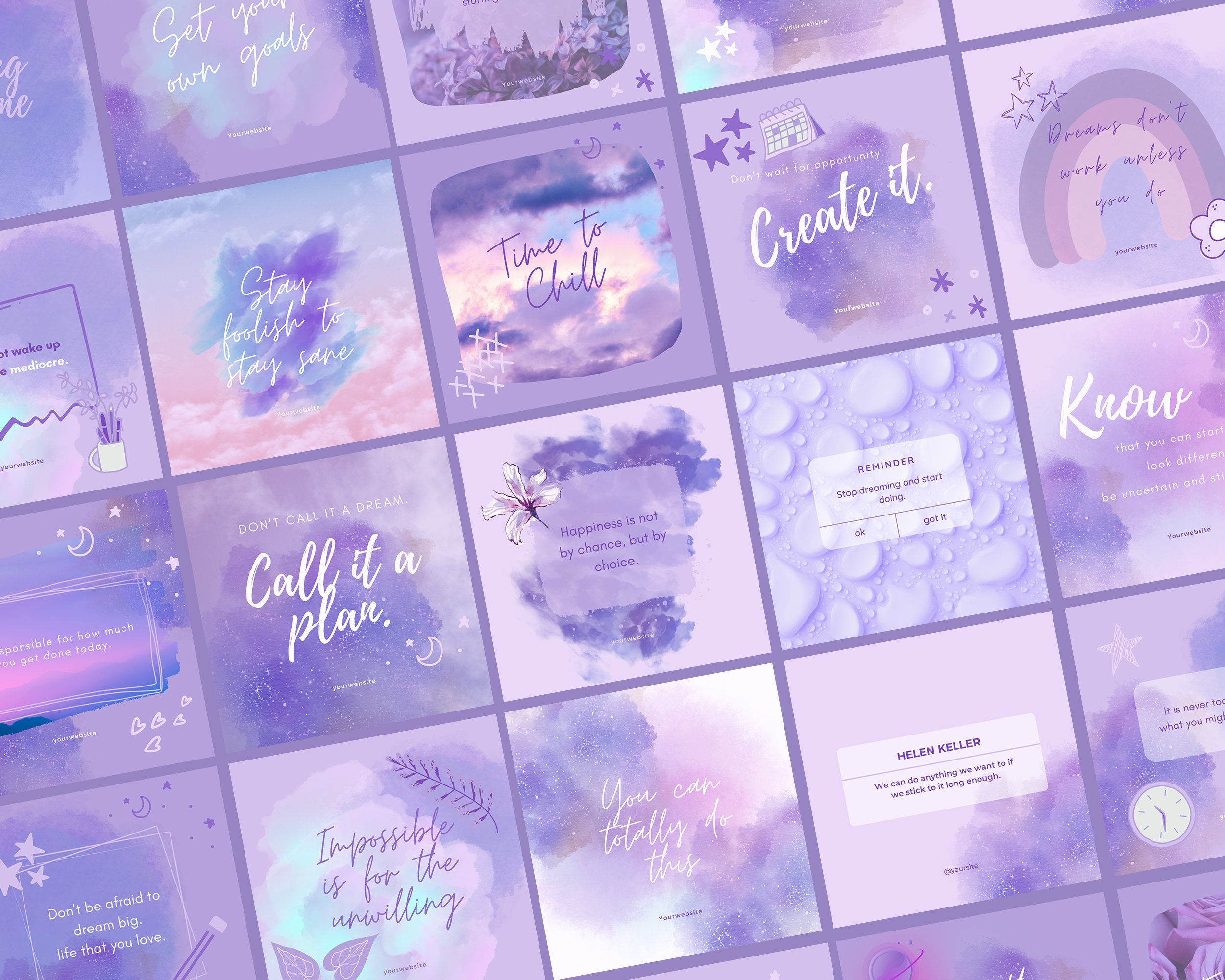 50 Aesthetic Instagram Quotes Templates Purple Aesthetic Editable in ...