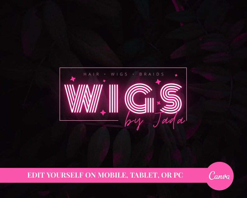 Pink Wigs Logo Design - DIY Wig Business Logo - Editable Pink Wigs Logo ...