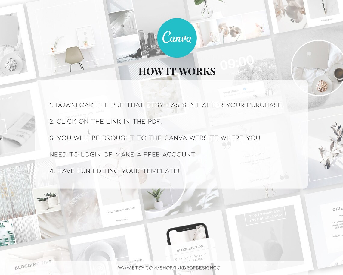50 White Blogger Instagram Templates - Instagram Posts Canva Templates ...