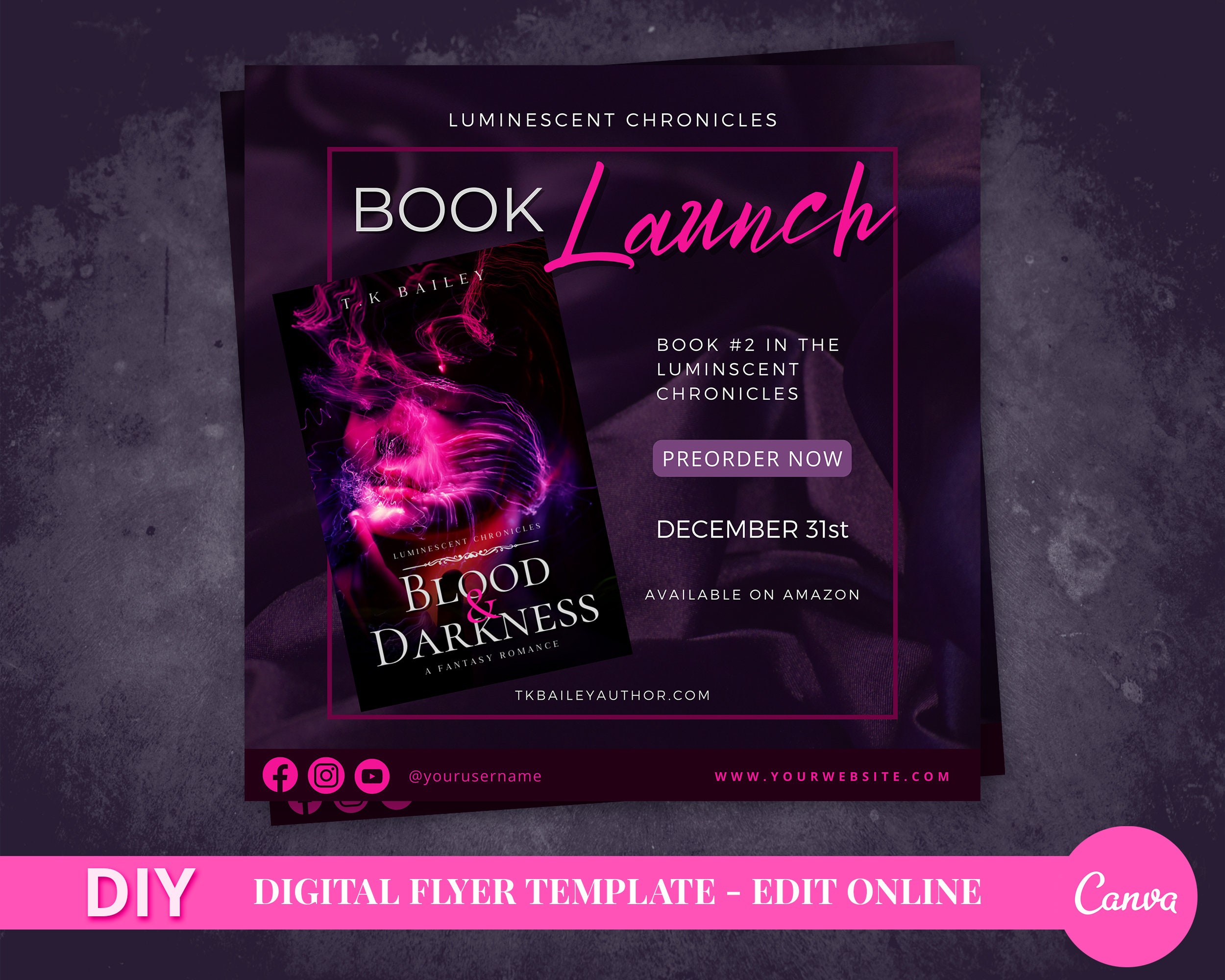 DIY Fantasy Romance Book Launch Flyer Template - Etsy