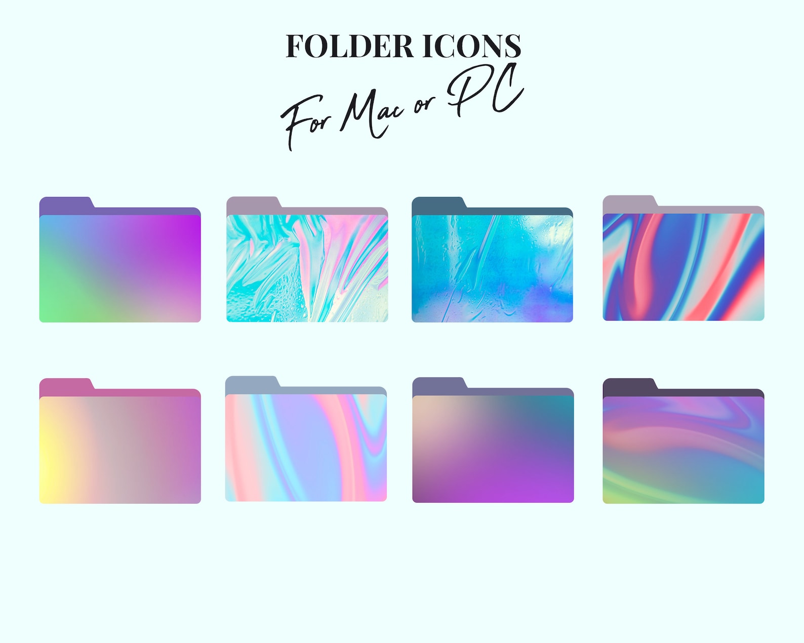 20 Holographic Folder Icons - for Mac and Windows PC - Etsy