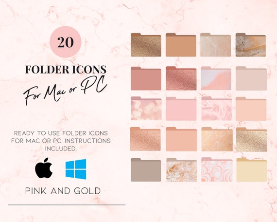 20 Pink Blush and Gold Folder Icons for Mac or Windows PC - Etsy