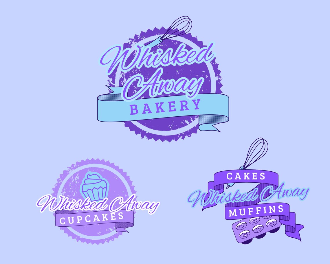 Editable Bakery Business Logo - Blue and Purple Bakery Logo Template ...