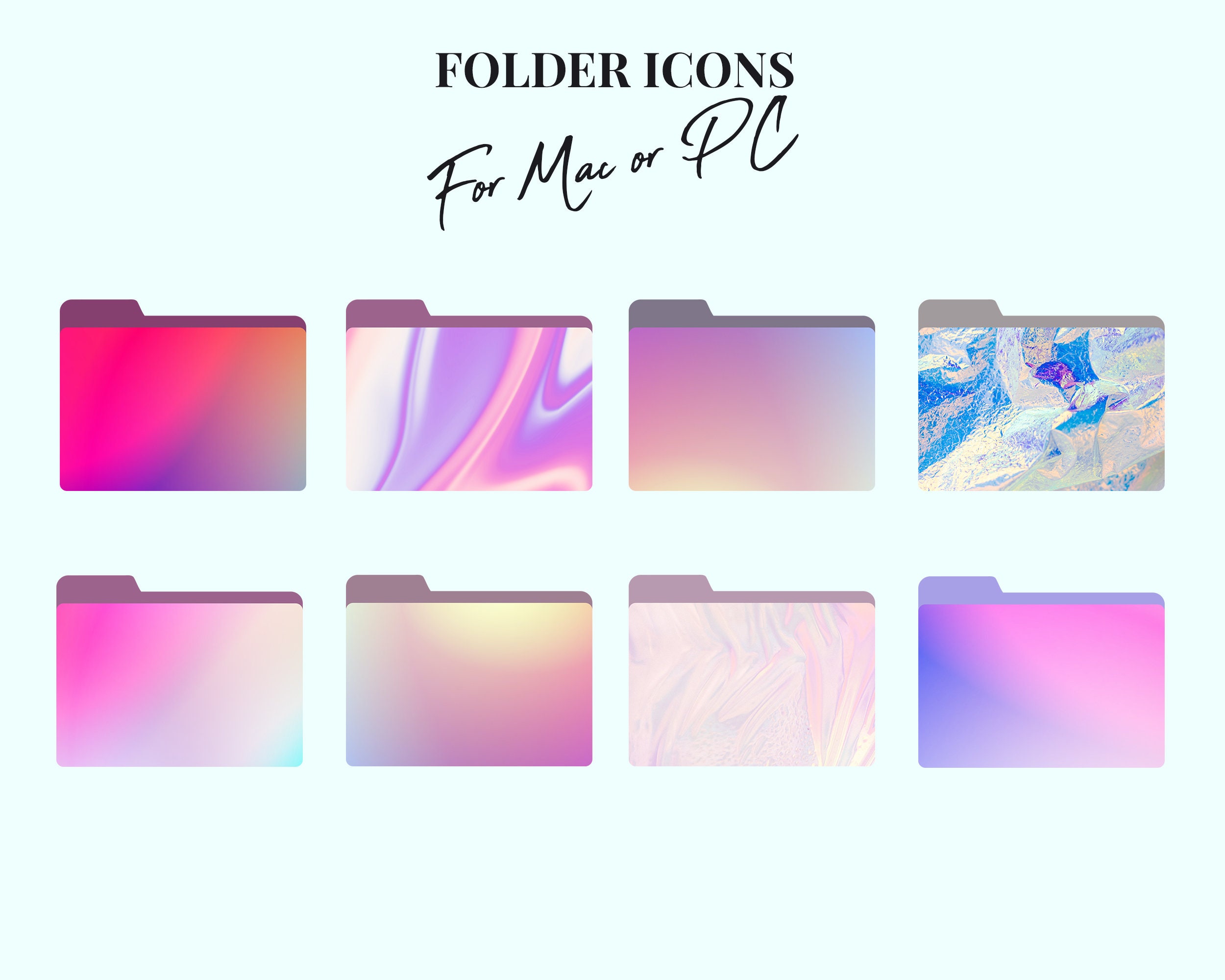 20 Holographic Folder Icons - for Mac and Windows PC - Etsy
