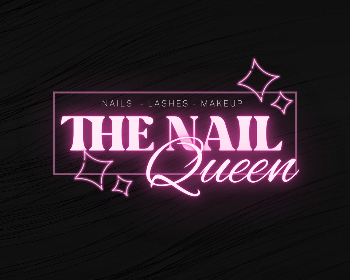 Pink Neon Nail Logo - Editable Canva Template - Etsy