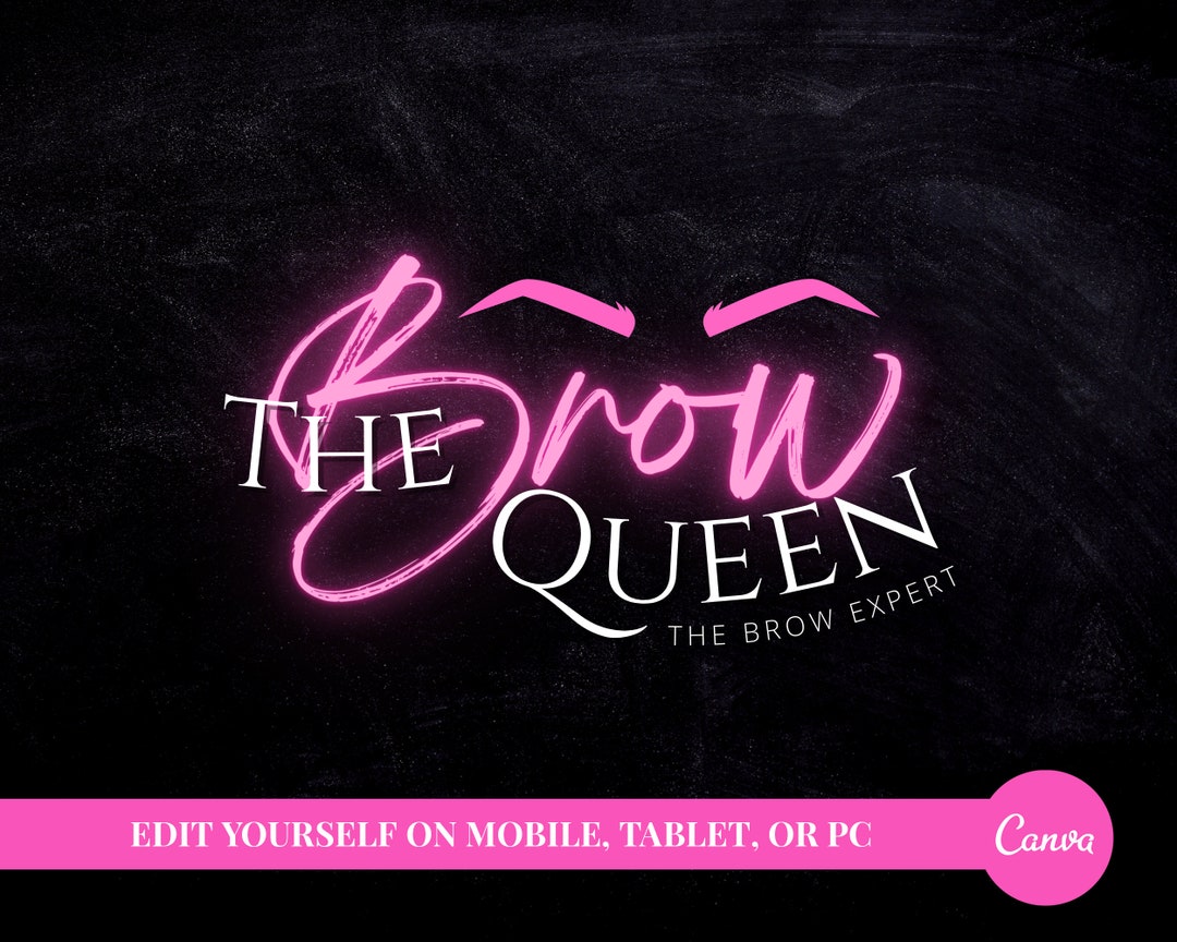 Pink Neon Brow Business Logo - Canva Logo Template - Etsy