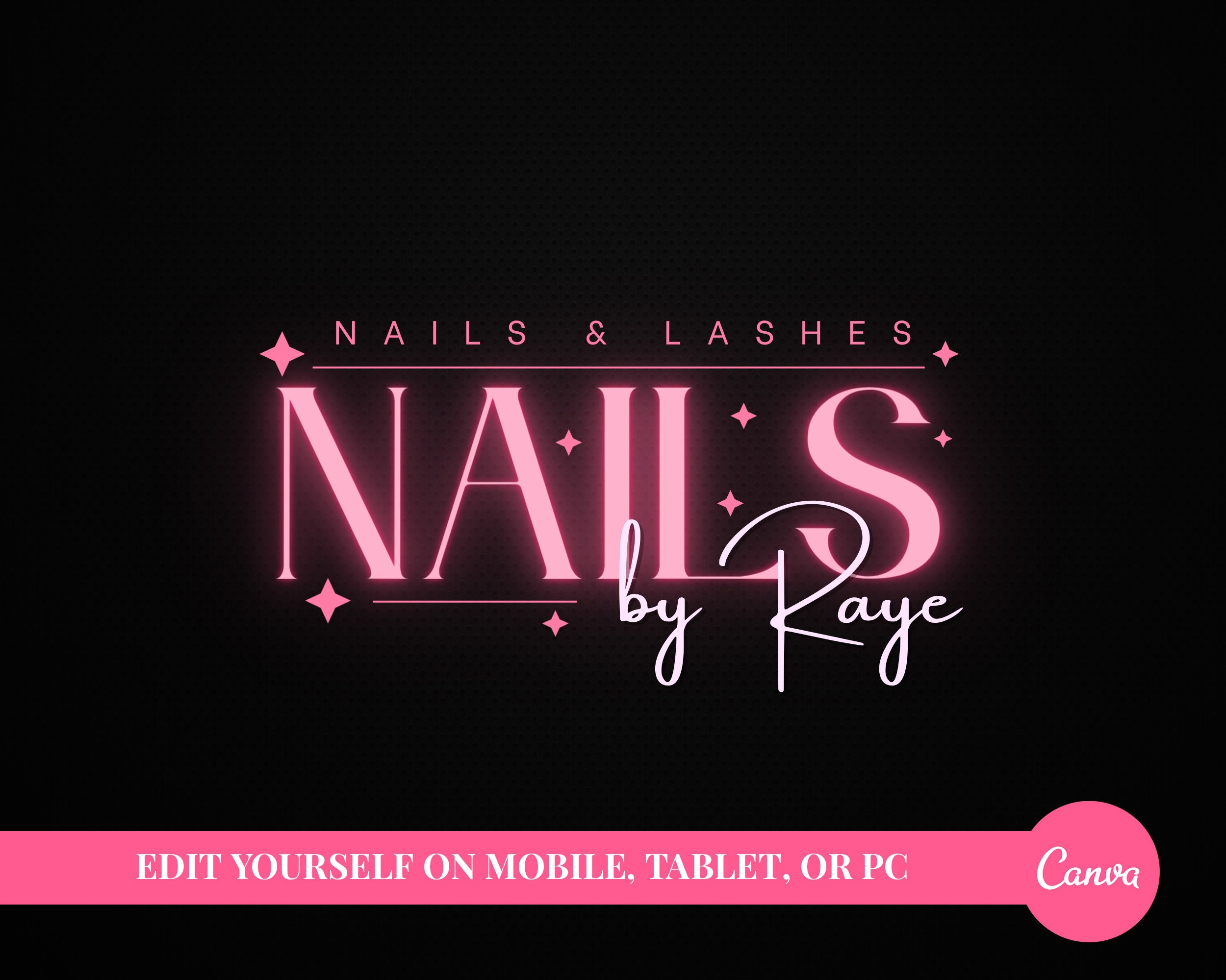 DIY Neon Pink Nail Salon Logo - Editable Nail Salon Logo - Canva Logo ...