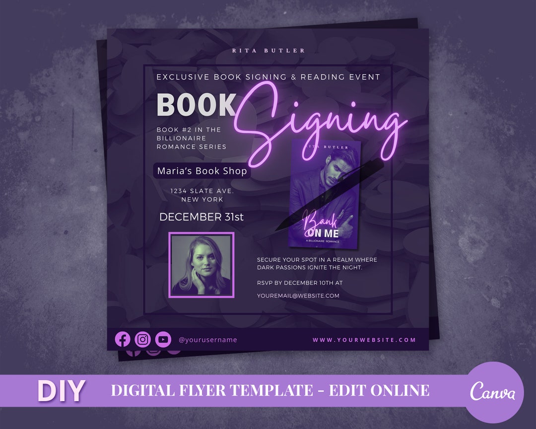 DIY Dark Romance Author Book Signing Flyer Template - Etsy