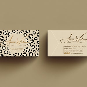 Leopard Print Business Card Template for Canva - Etsy
