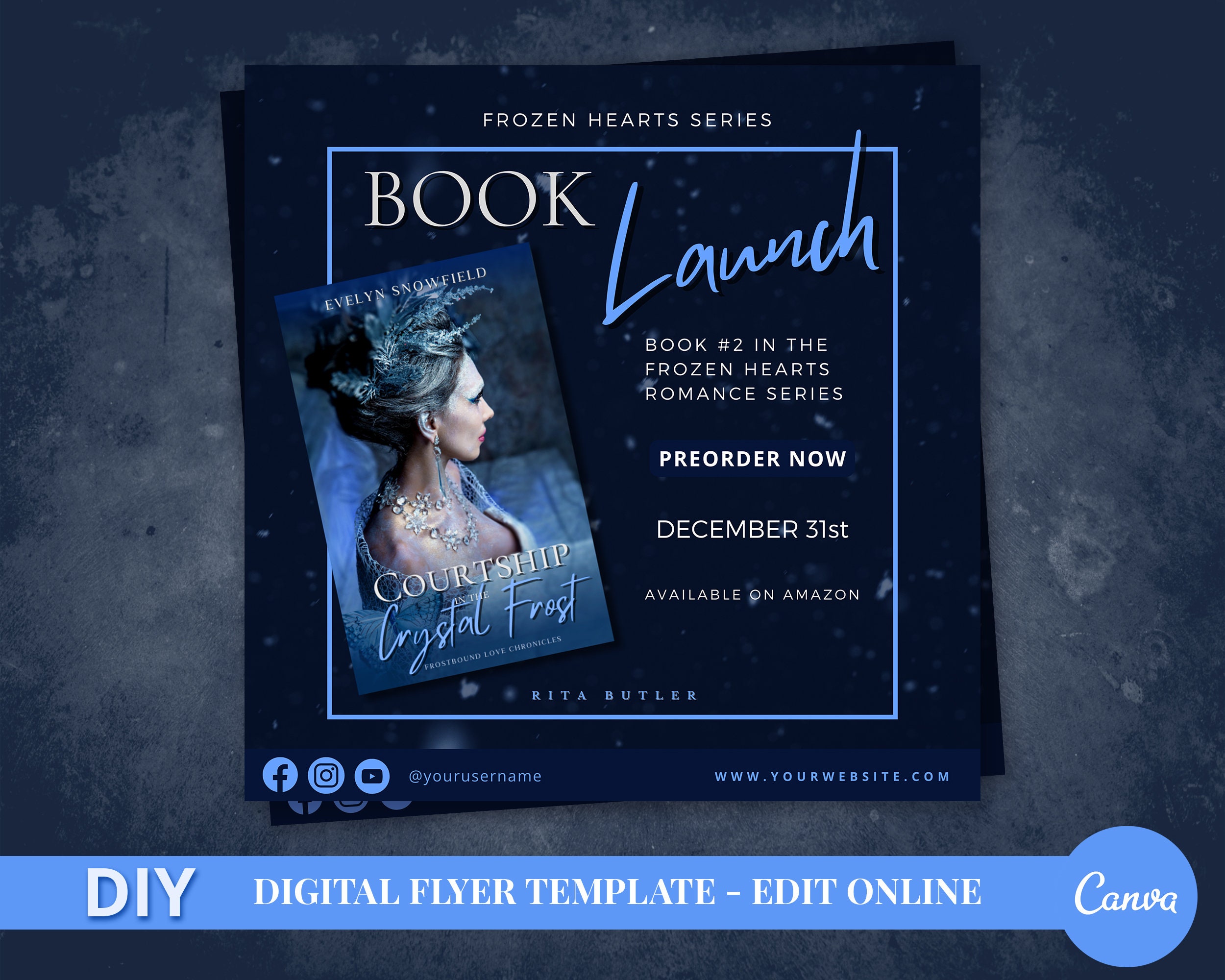 DIY Book Launch Digital Flyer Template for Winter Romance Author - Etsy