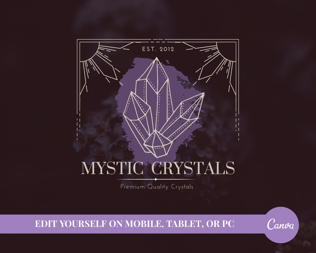 Crystal Shop Logo Design Template - Crystals Logo Design - Etsy