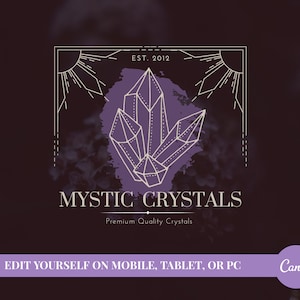 Crystal Shop Logo Design Template - Crystals Logo Design - Etsy