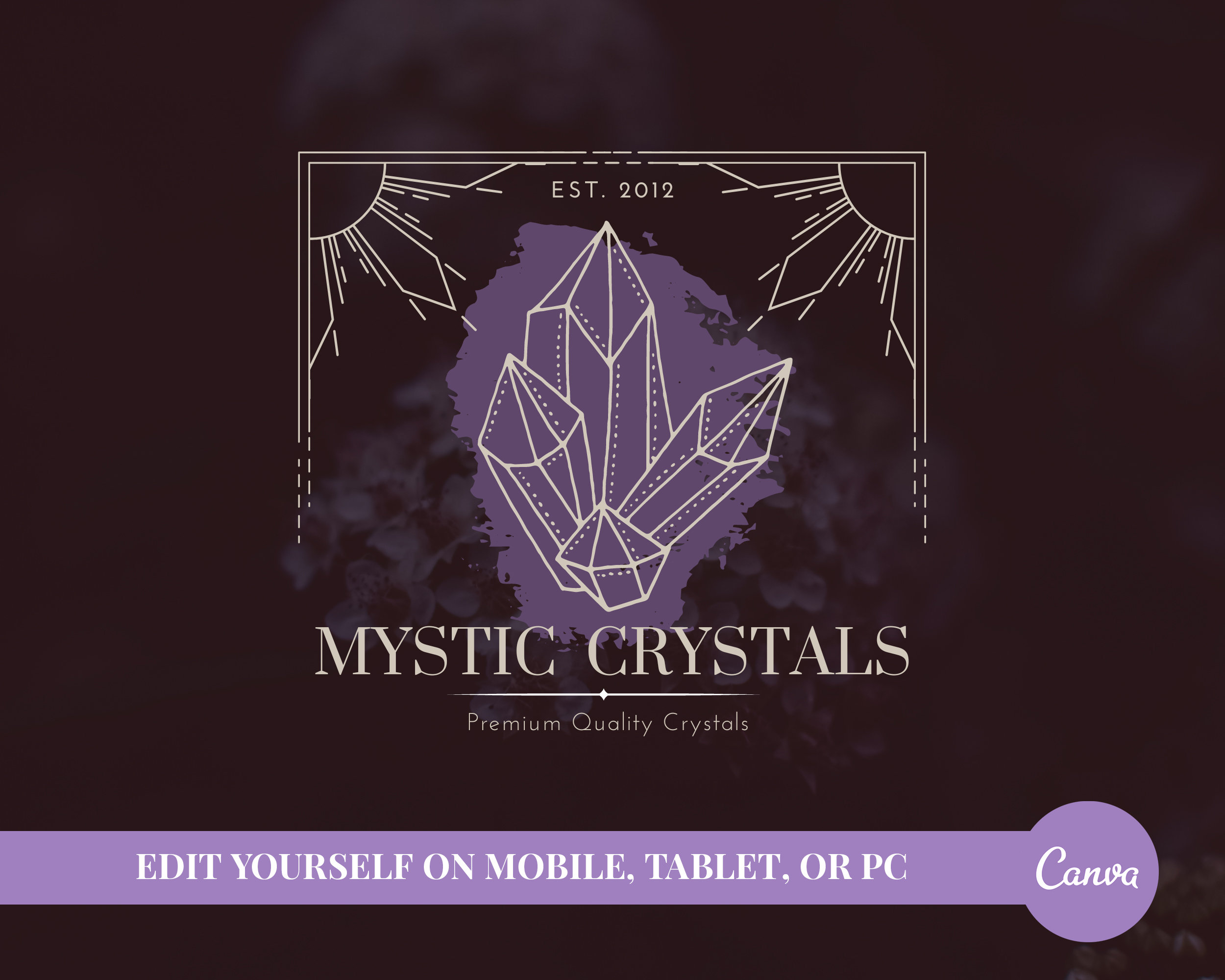 Crystal Shop Logo Design Template - Crystals Logo Design - Etsy