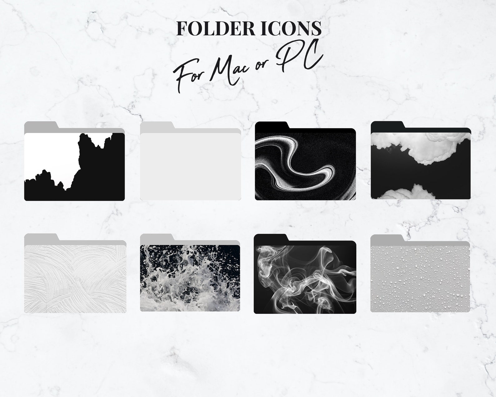 20 Black and White Desktop Folder Icons - for Mac and Windows PC - Etsy