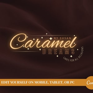 Premade Caramel Bakery Logo Template for Canva - Etsy