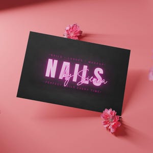 Neon Pink Nails Logo Design – Beauty Business Branding (canva Template ...