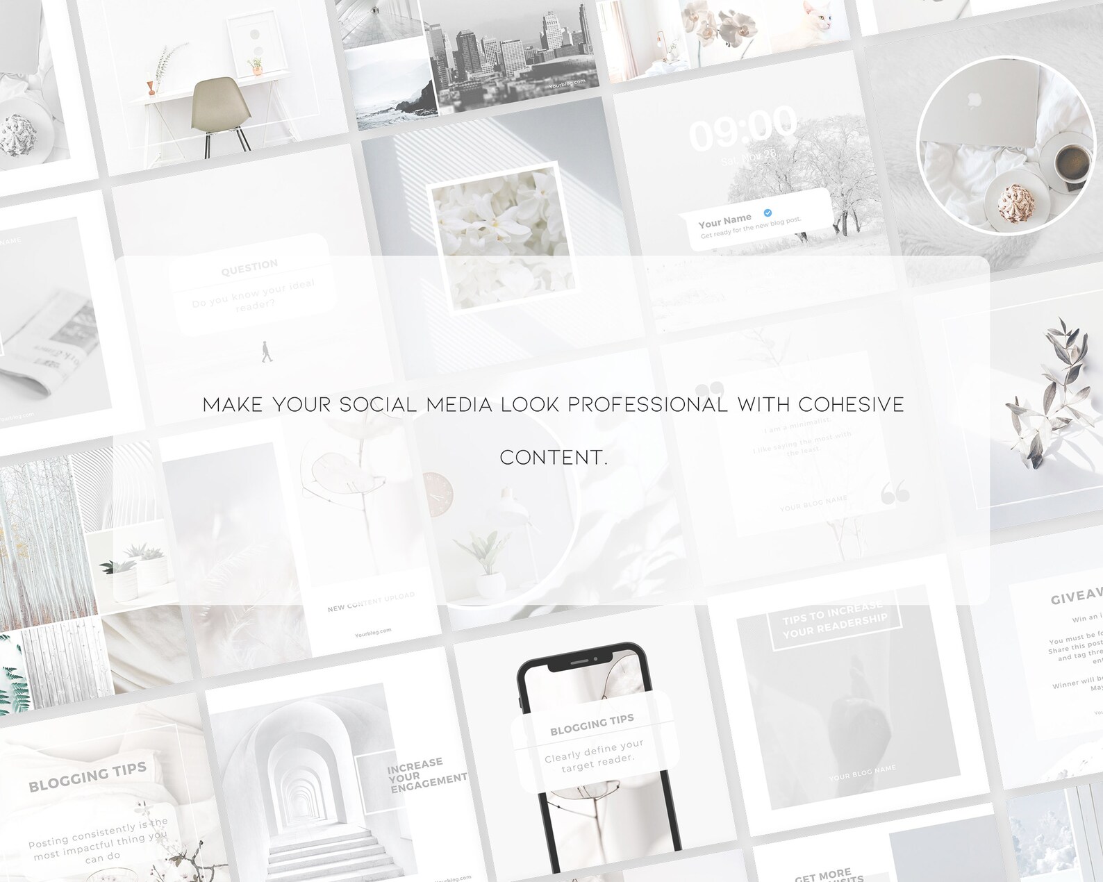 50 White Blogger Instagram Templates - Instagram Posts Canva Templates ...