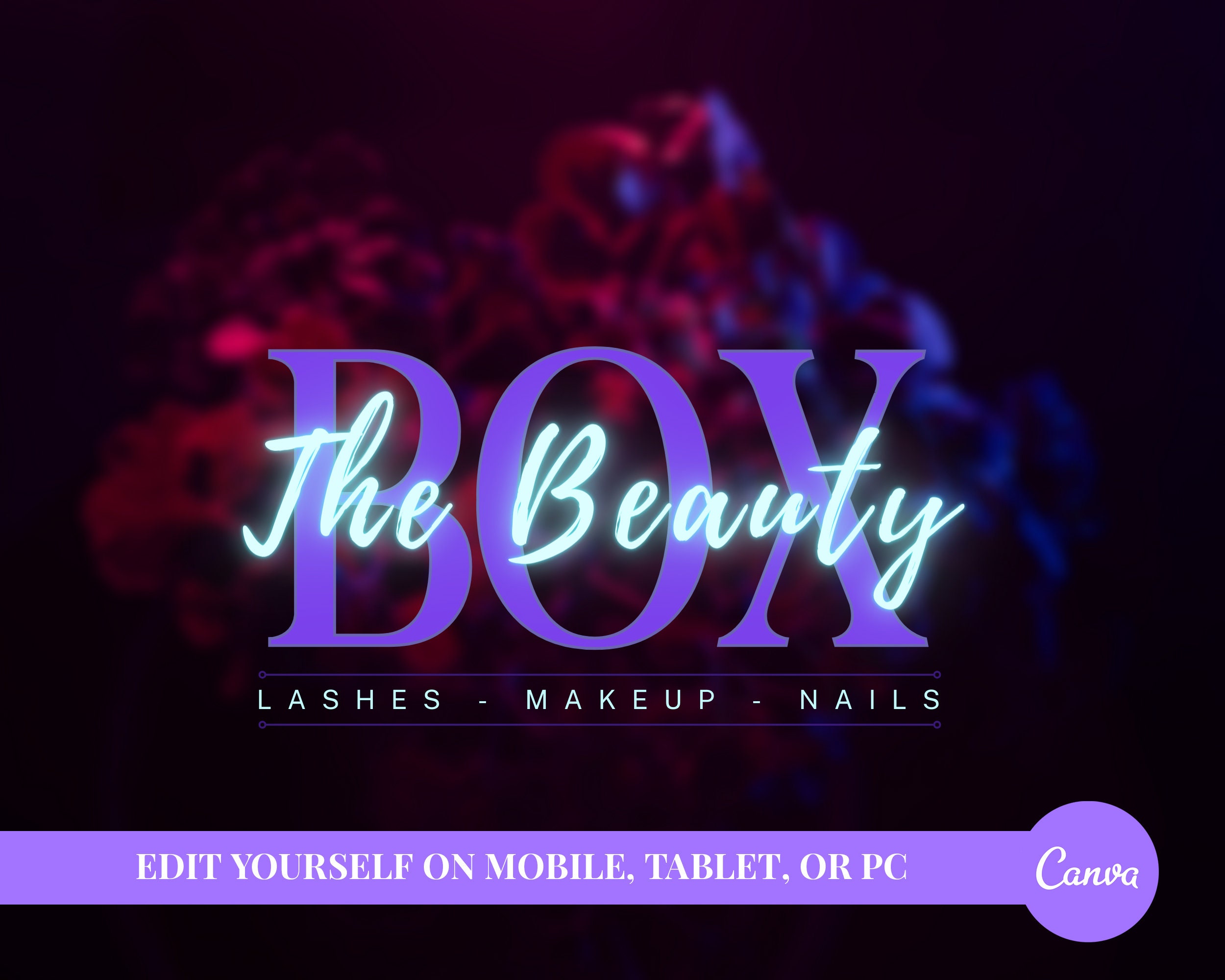 DIY Neon Blue Logo for Beauty Salon Neon Logo Template for - Etsy