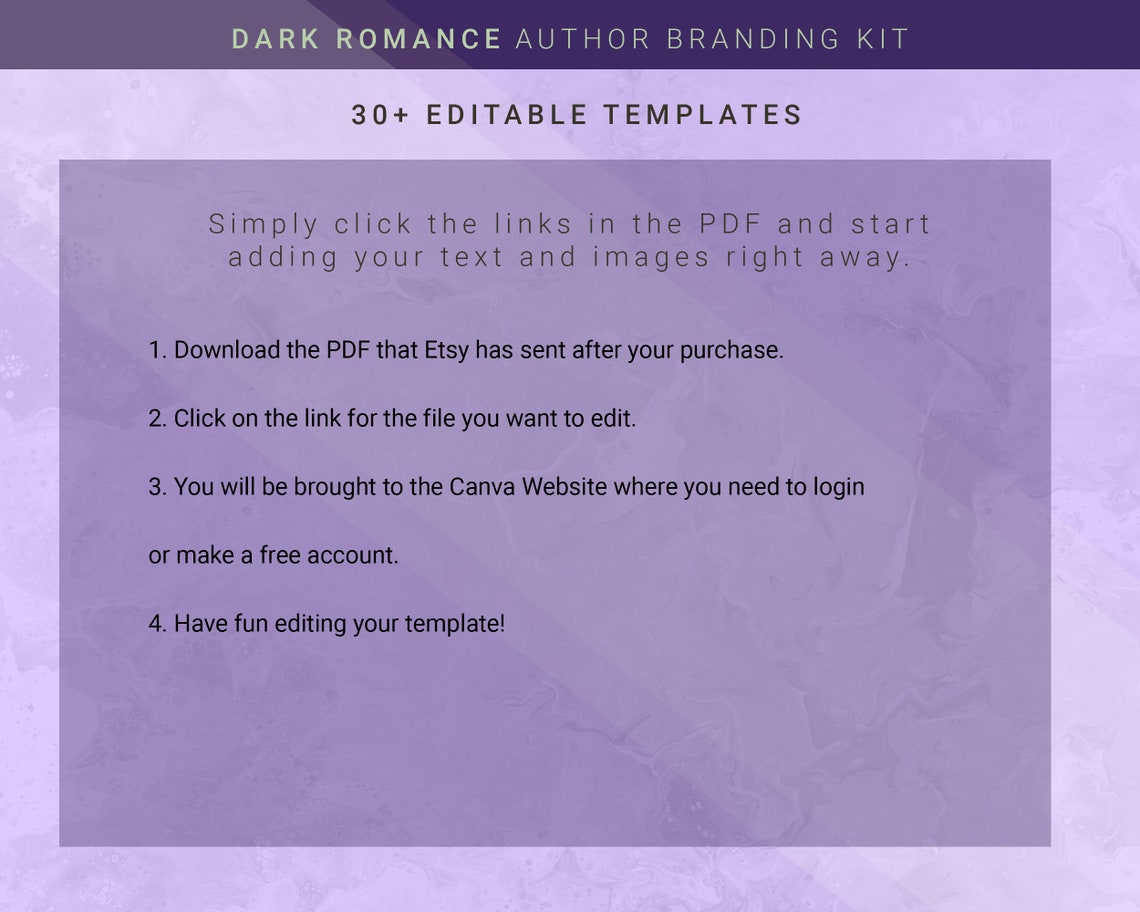 Large Romance Author Branding Kit Dark Romance Branding - Etsy